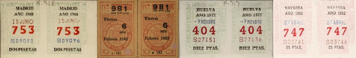 Cupones posteriores a la creación de la ONCE: 9 de mayo 1939 al 31 de ...